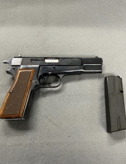 Browning Hi Power Made in Belgium 9mm Red Under Wood Grips *NR *PENNY ...