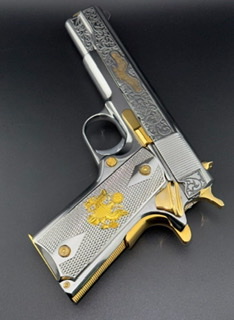Colt 45acp Bright S/S with Gold Eagle, Presidential Gold Logo Grip ...