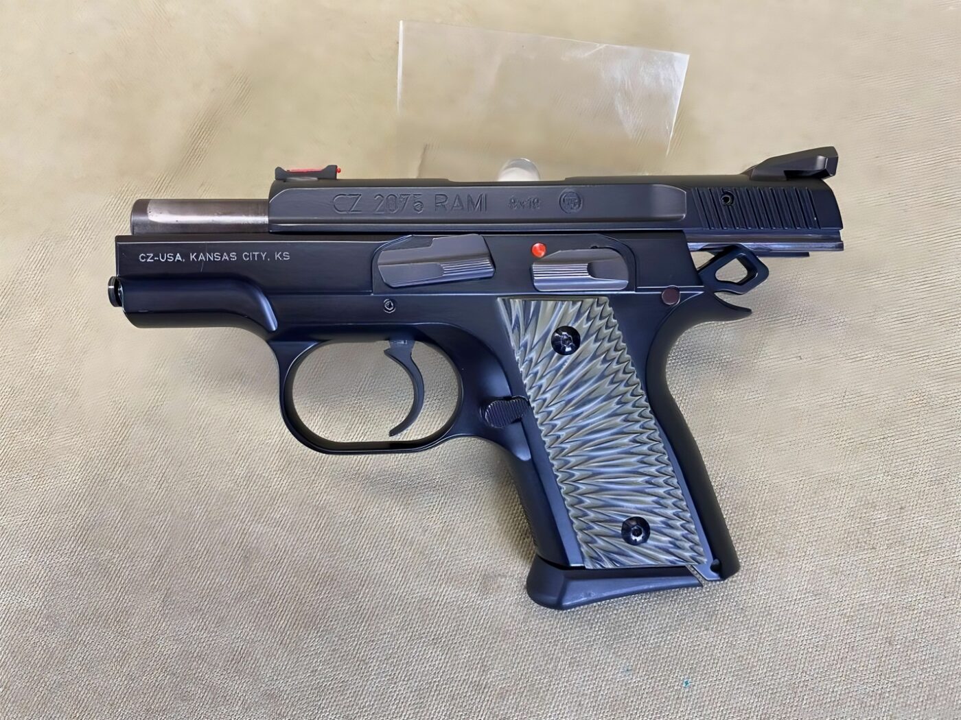 CZ 2075 Rami Pistol 9mm 14+1 3″ 2 Mags and IWB Holster G10 Grips ...